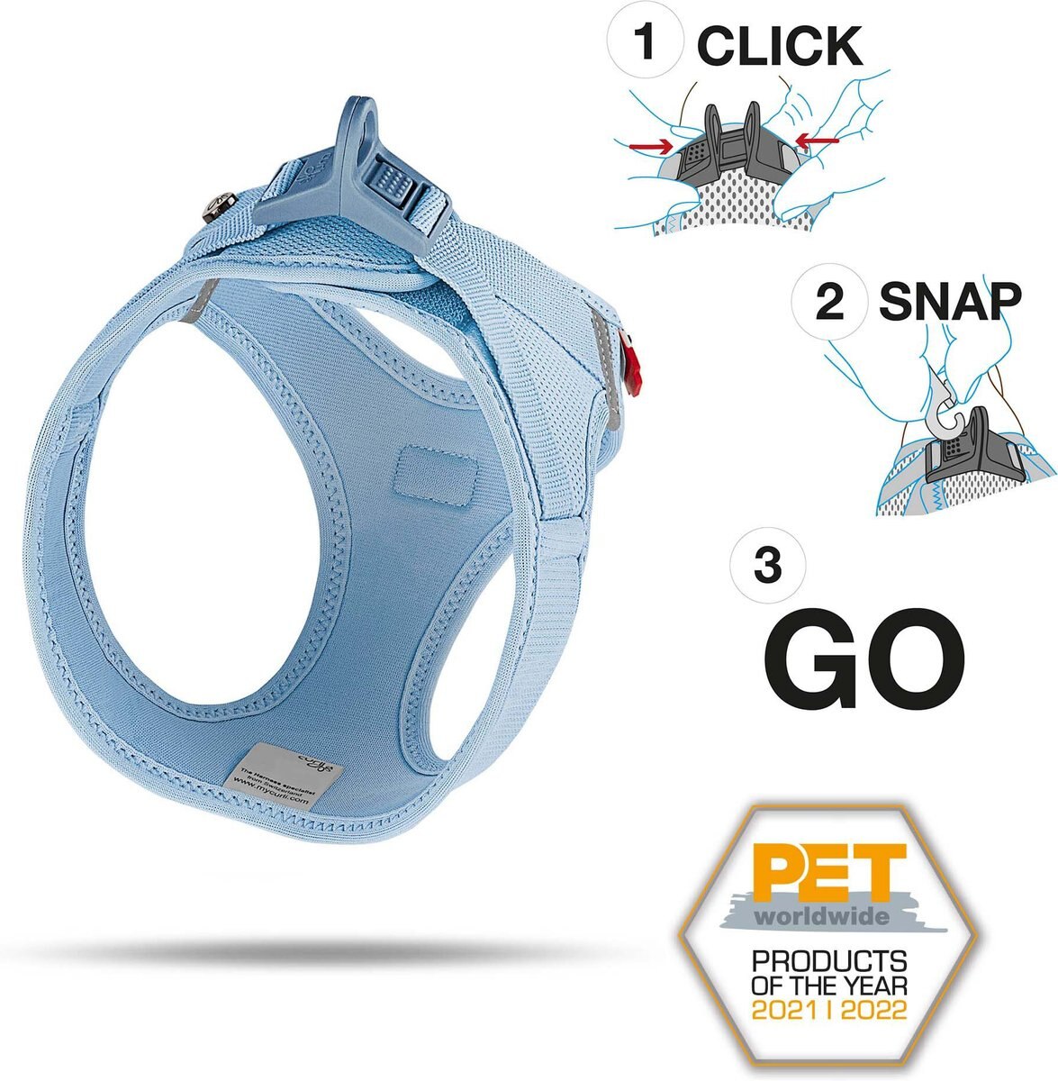 CURLI Clasp Vest Air-Mesh Dog Harness, Skyblue, Large - Chewy.com