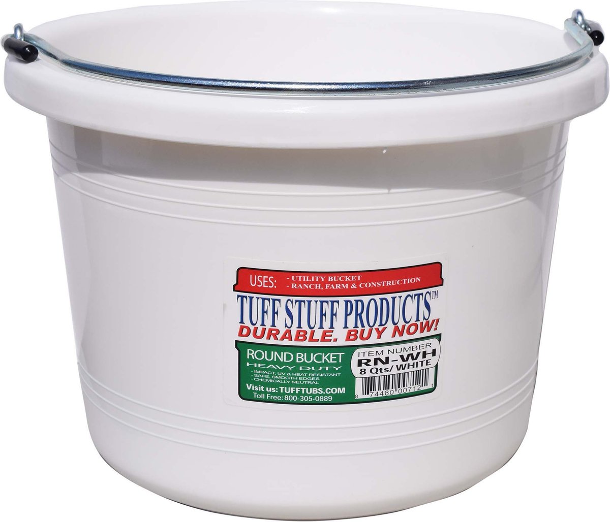 TUFF STUFF PRODUCTS Heavy Duty Round Bucket Farm Animal Feeder, 8-qt ...