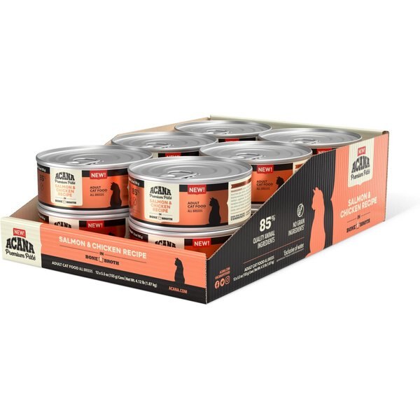 ACANA Salmon + Chicken in Bone Broth Grain-Free Wet Cat Food, 5.5-oz ...