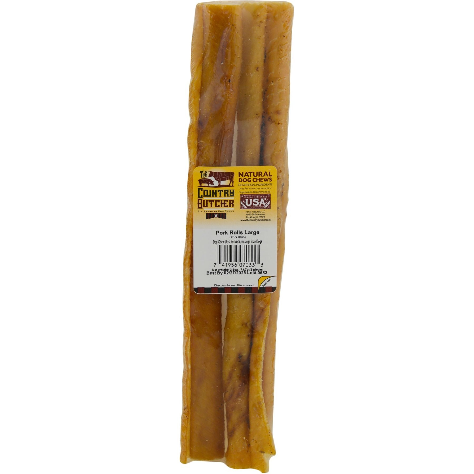 THE COUNTRY BUTCHER Pork Roll Dog Treats, Large, 2 count - Chewy.com