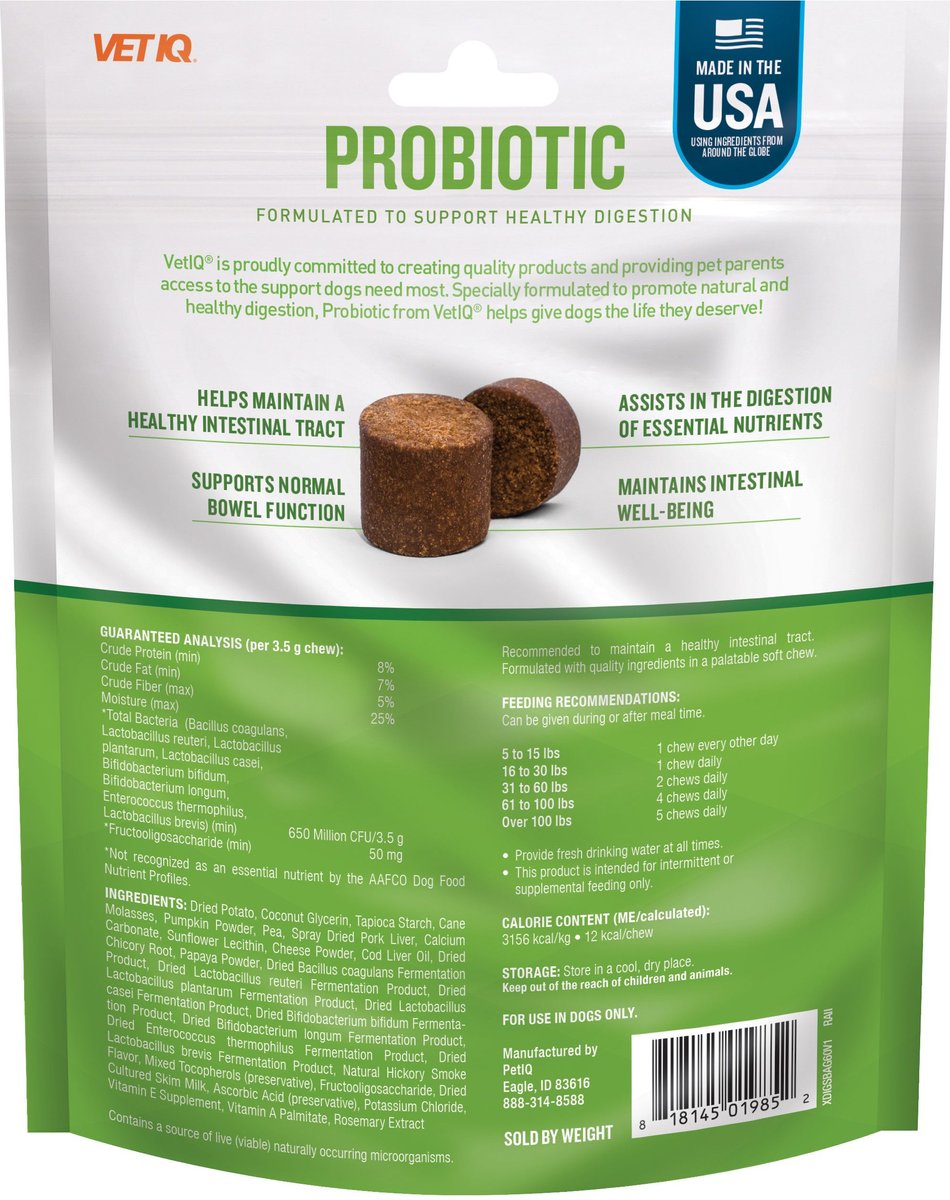 VETIQ Probiotic Soft Chew Supplement for Dogs, 60 count - Chewy.com