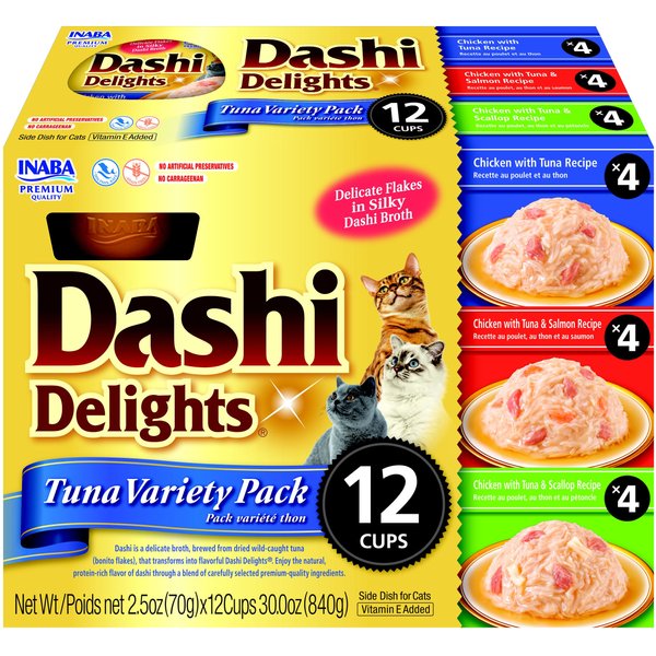 INABA Dashi Delight Tuna Flavored Variety Pack Bits in Broth Cat Food ...
