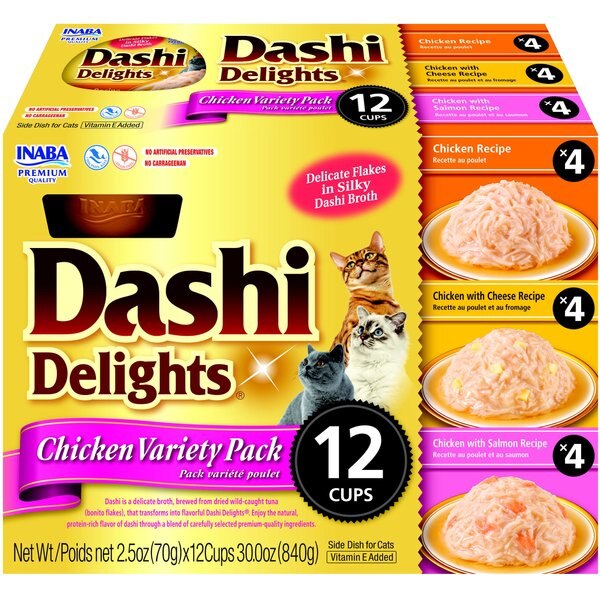 INABA Dashi Delight Chicken Flavored Variety Pack Bits in Broth Cat ...
