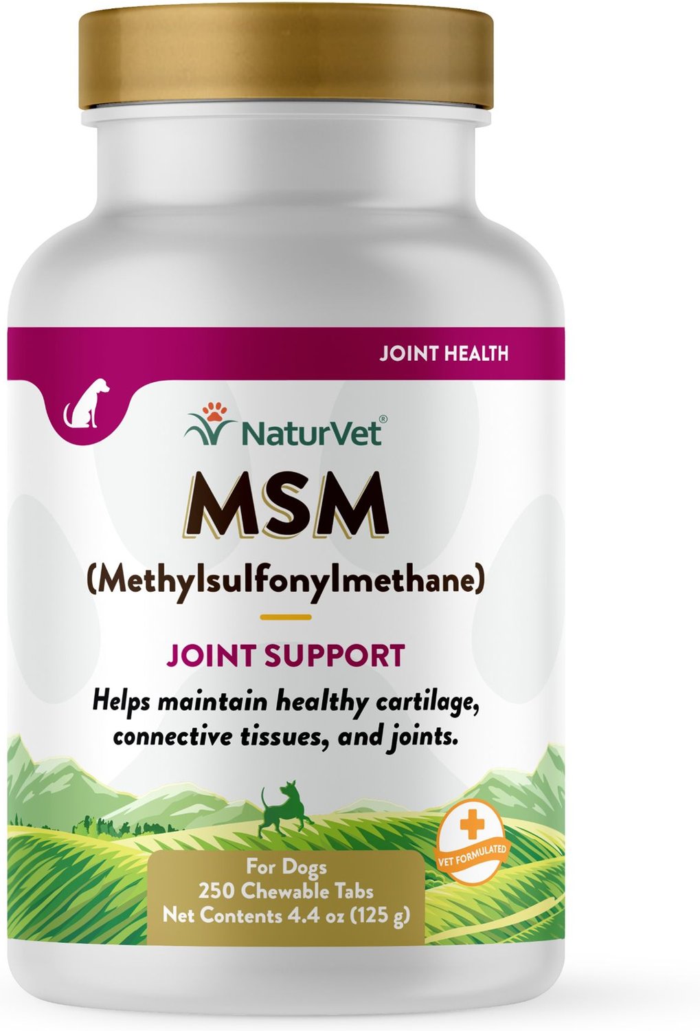 NATURVET MSM Chewable Tablets Joint Supplement for Dogs, 250 count ...