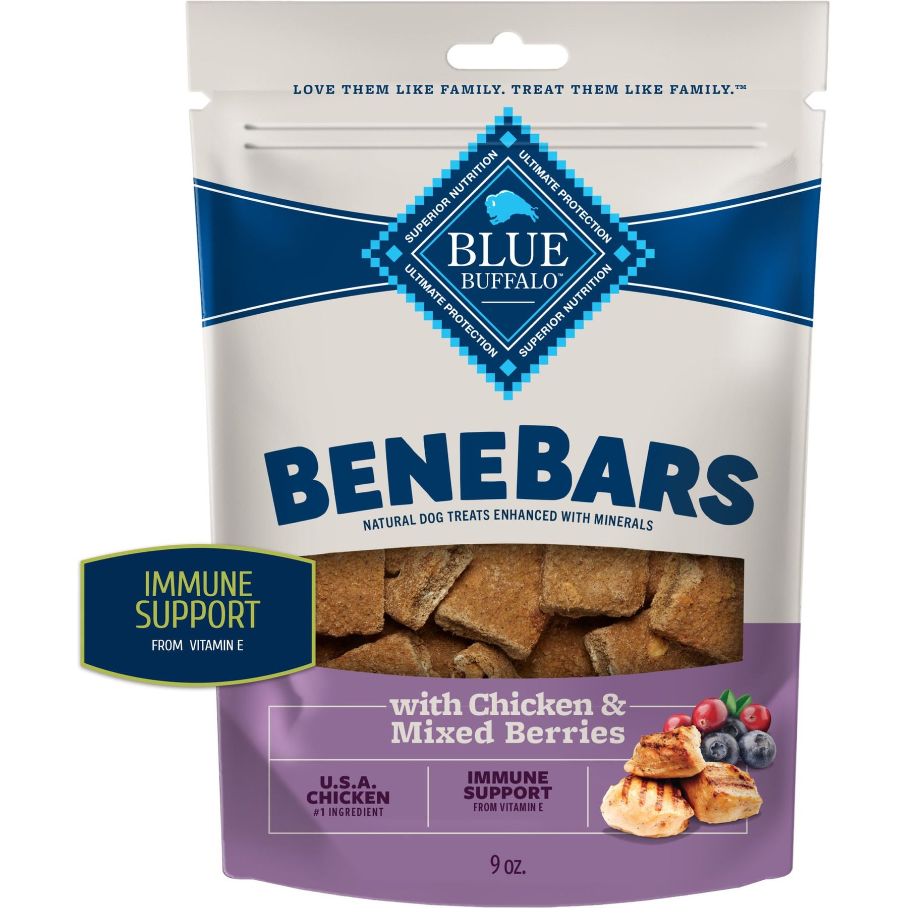 BLUE BUFFALO Benebars Immune Support, Chicken & Mixed Berries Natural ...