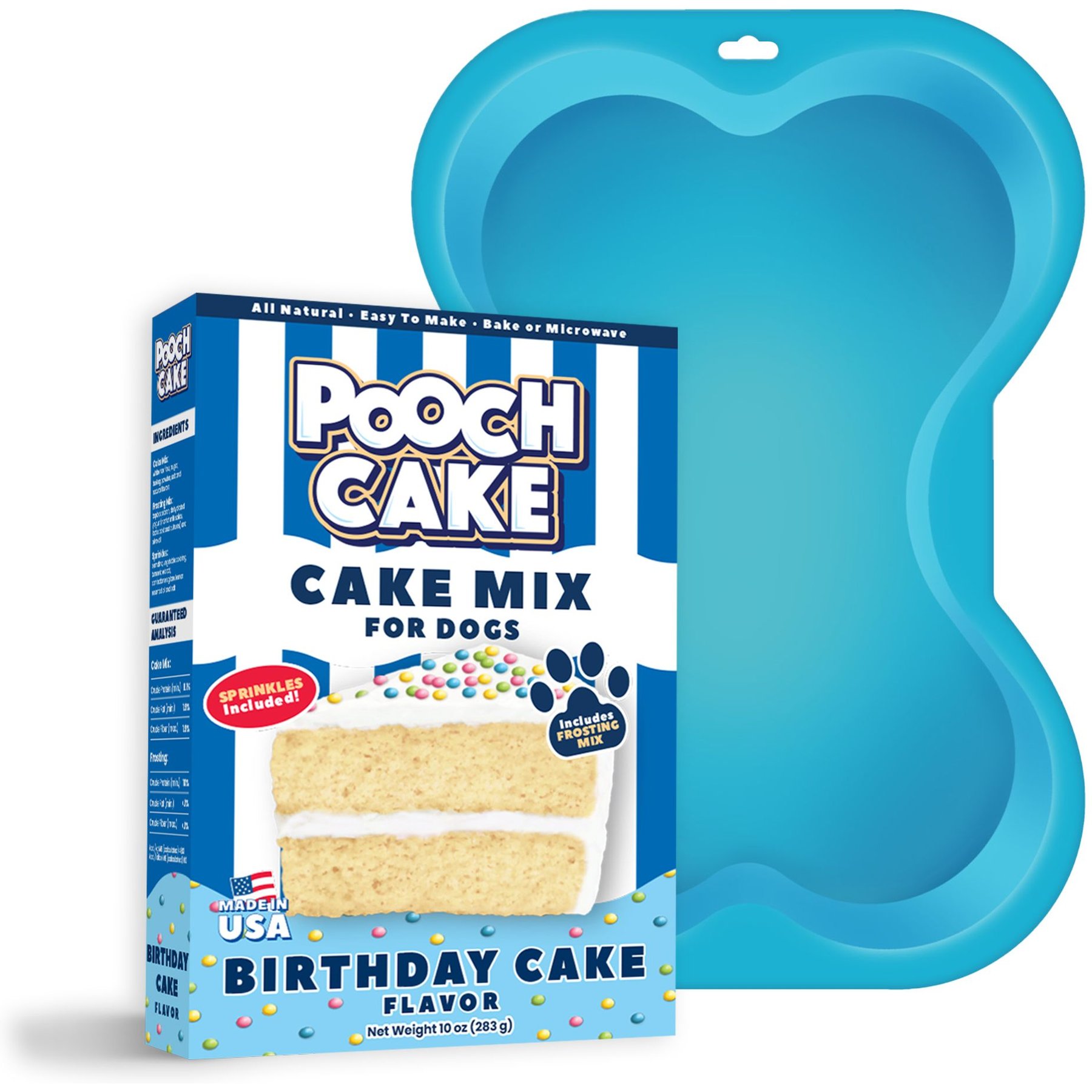 POOCH CAKE Basic Starter Birthday Cake Mix & Cake Mold Kit Dog Birthday ...