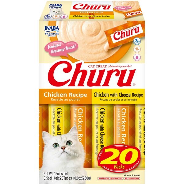 INABA Churu Chicken Puree Variety Pack Grain-Free Lickable Cat Treat ...