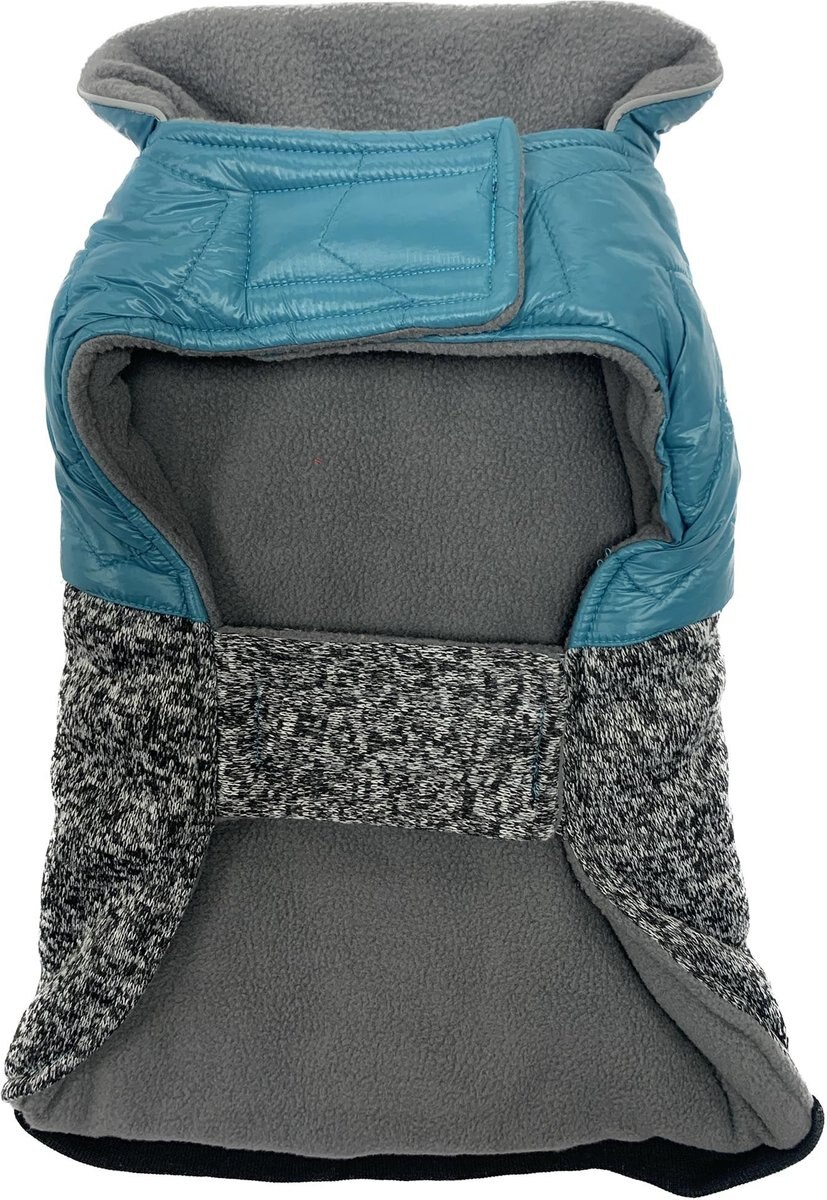 PETRAGEOUS DESIGNS Colorblock Radiator Fleece Dog Puffer Coat, Teal ...