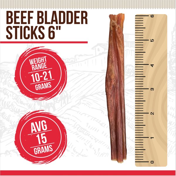 BEST DOG CHEWS Bladder Sticks Beef Flavored 6-in Dog Chews, 12 count ...