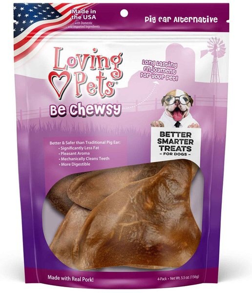 LOVING PETS Be Chewsy Pig Ear Dog Treat, 5.5-oz bag, 4 count - Chewy.com