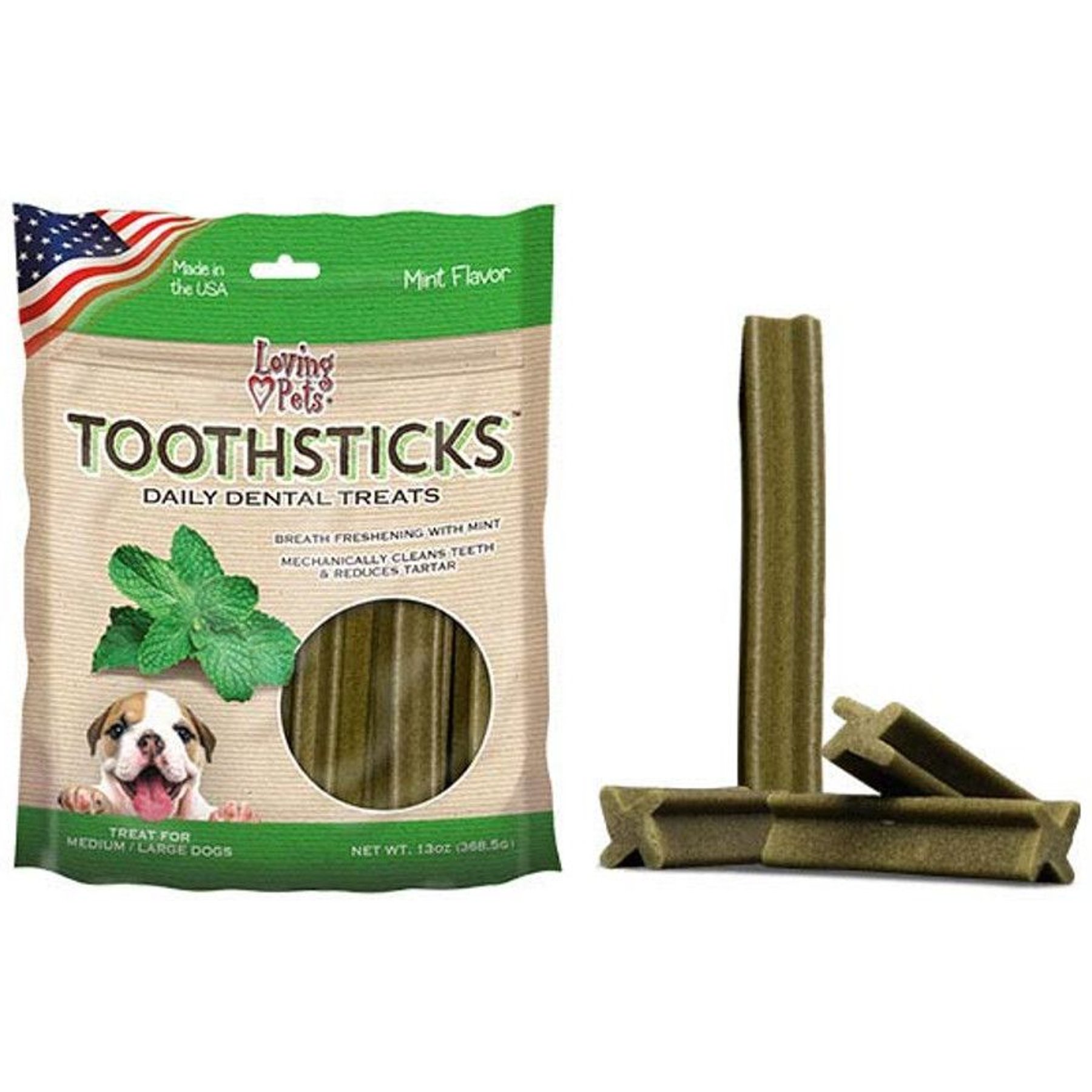 LOVING PETS Toothsticks Small Mint Daily Dog Dental Treat, 13-oz bag ...