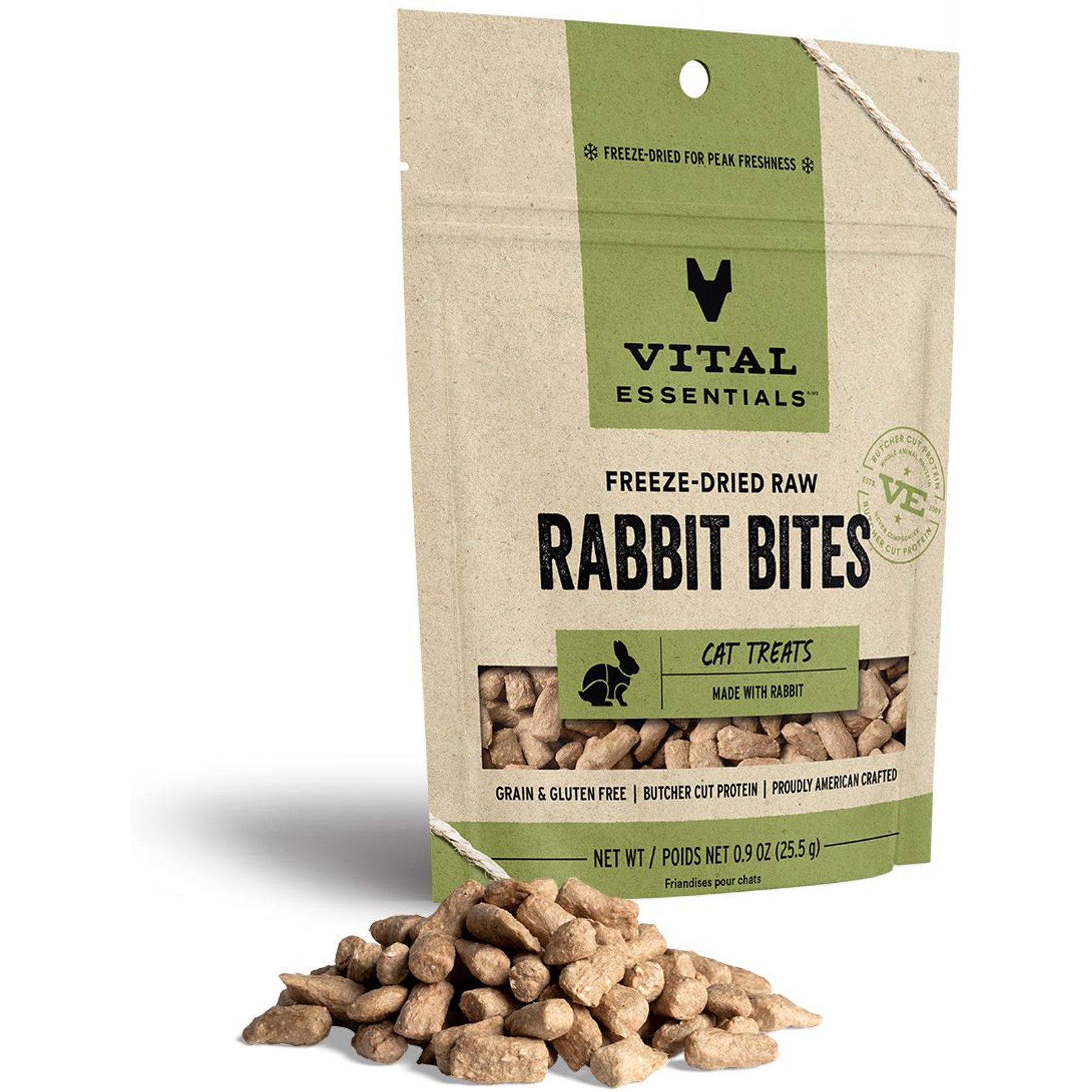 VITAL ESSENTIALS Rabbit Bites Freeze-Dried Raw Cat Treats, 0.9-oz bag ...
