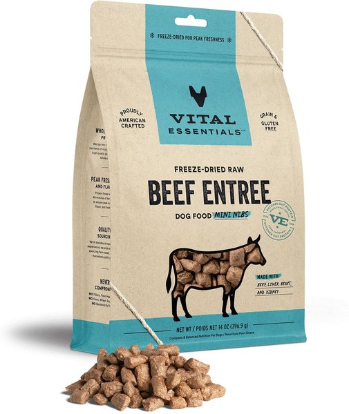 VITAL ESSENTIALS Freeze-Dried Raw Beef Entree Mini Nibs Dog Food, 14-oz ...