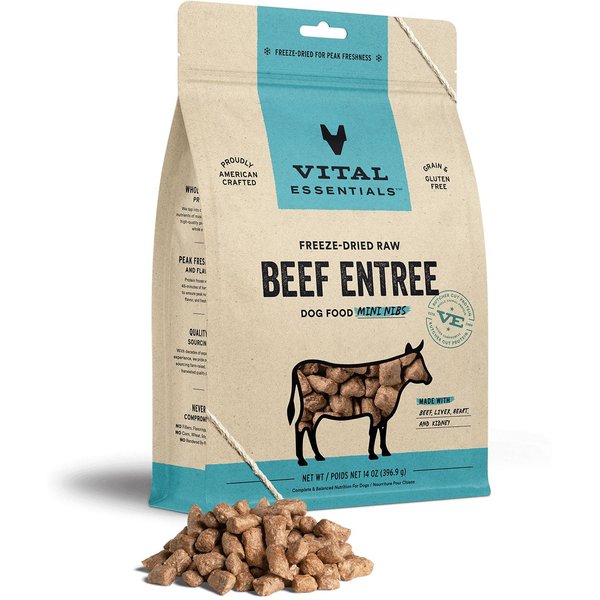 VITAL ESSENTIALS Freeze-Dried Raw Beef Entree Mini Nibs Dog Food, 14-oz ...