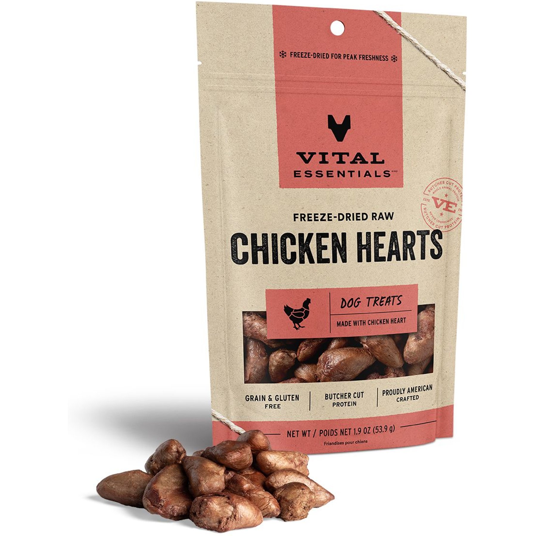 VITAL ESSENTIALS Chicken Hearts Freeze-Dried Raw Dog Treats, 1.9-oz bag ...