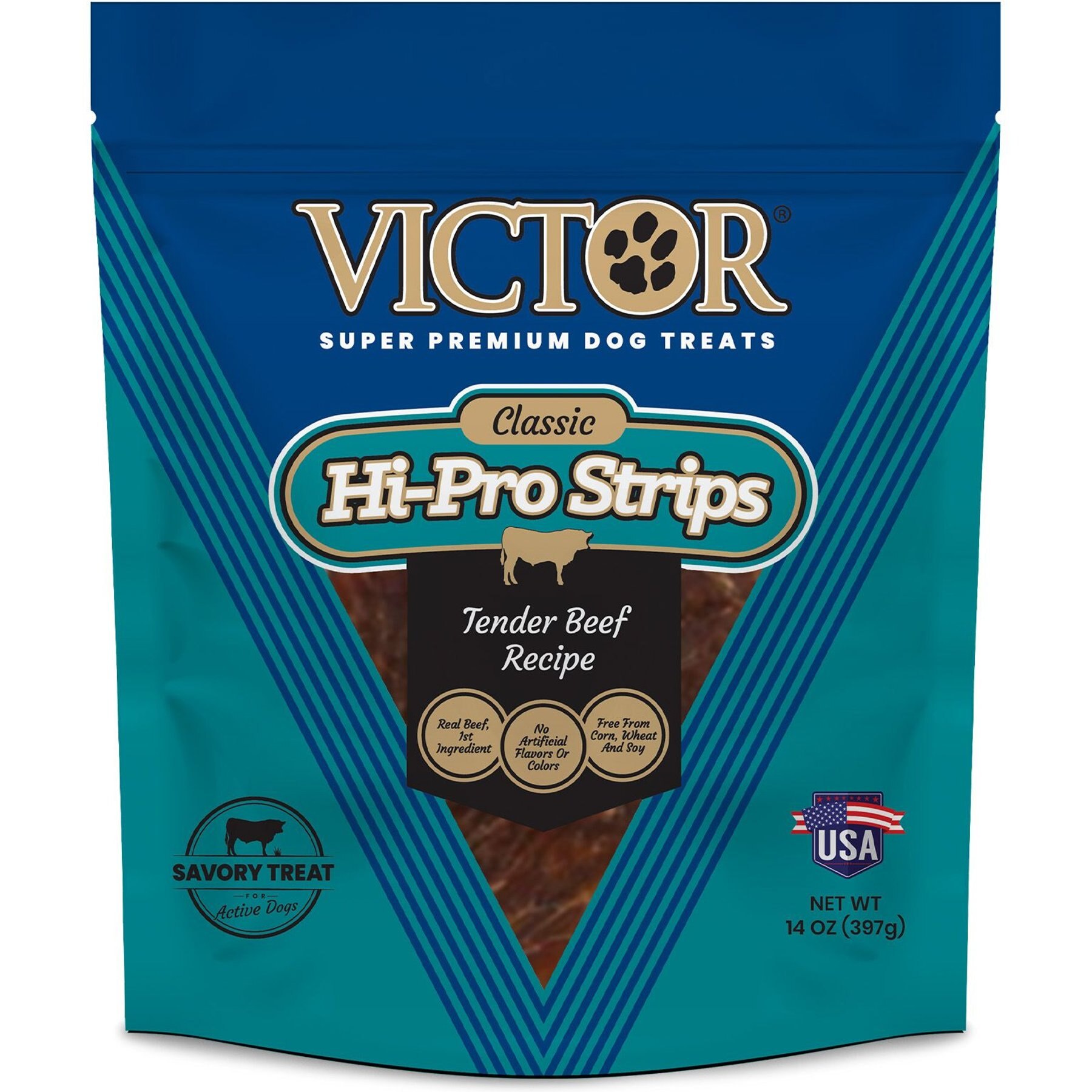 VICTOR Classic Hi-Pro Strips Tender Beef Recipe Dog Treats, 14-oz bag ...