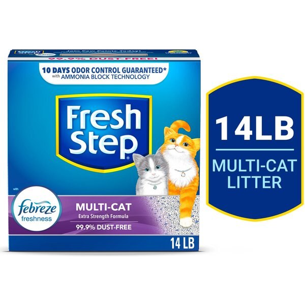 FRESH STEP Multi-Cat Extra Strength Scented Clumping Cat Litter, 14-lb ...