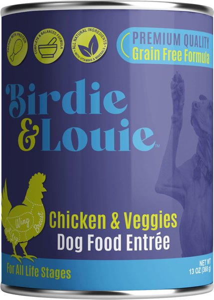 BIRDIE & LOUIE Chicken & Veggies Flavored Pate Canned Dog Food, 13-oz ...