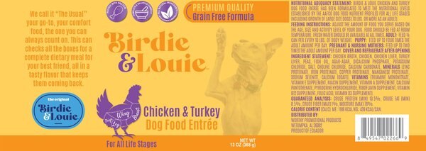 BIRDIE & LOUIE Chicken & Turkey Flavored Canned Pate Dog Food, 13-oz ...