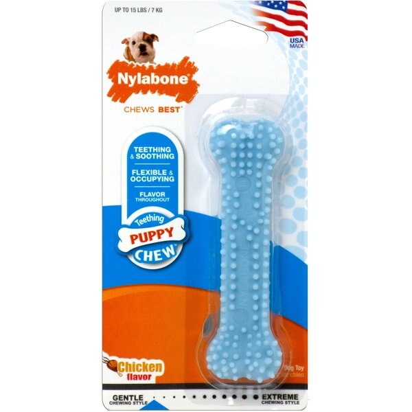 NYLABONE Puppy Chew Ring Chicken Flavored Puppy Chew Toy, X-Small ...