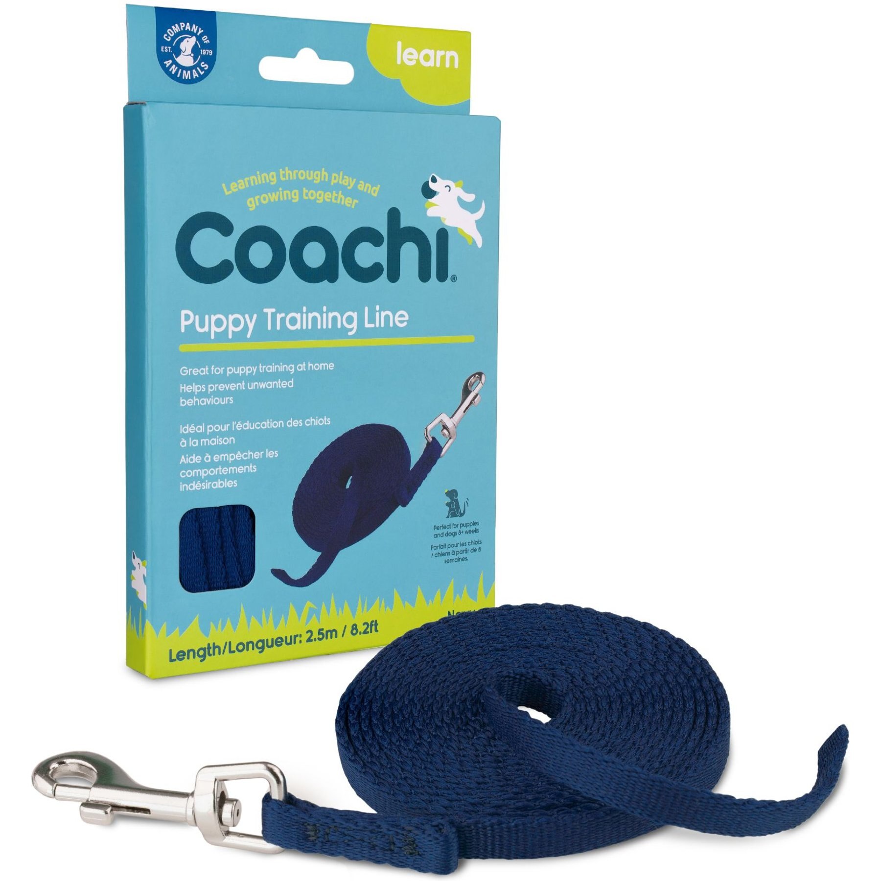 COACHI Puppy Training Dog Leash, Navy - Chewy.com