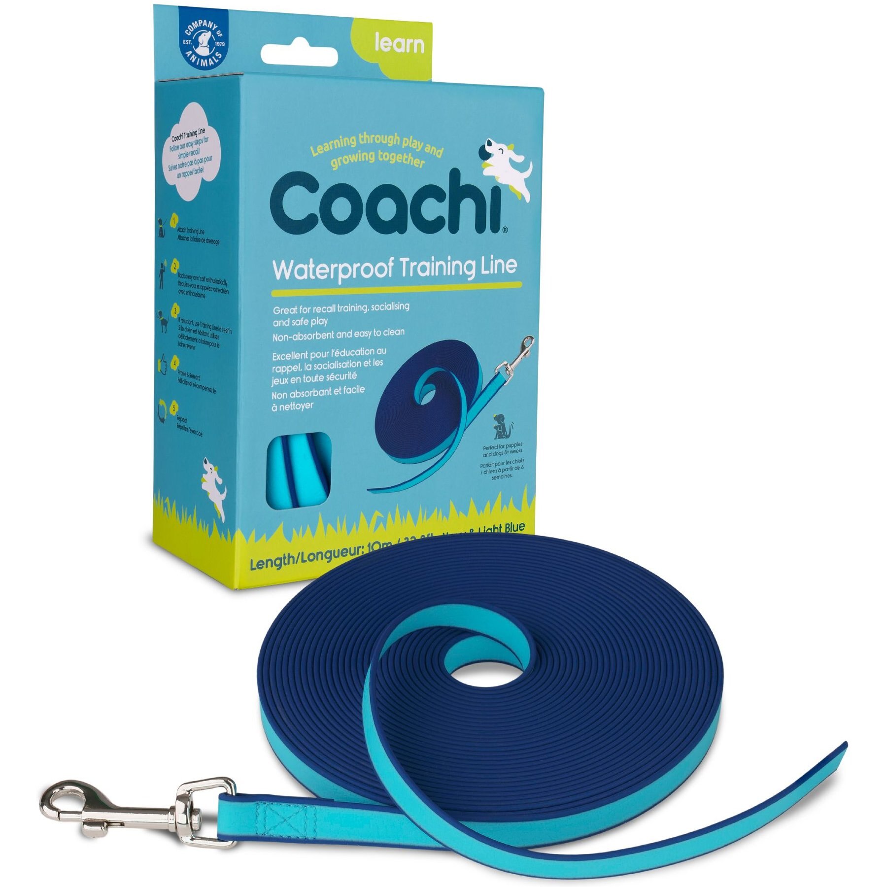 COACHI Waterproof Training Line Dog Leash, Navy - Chewy.com