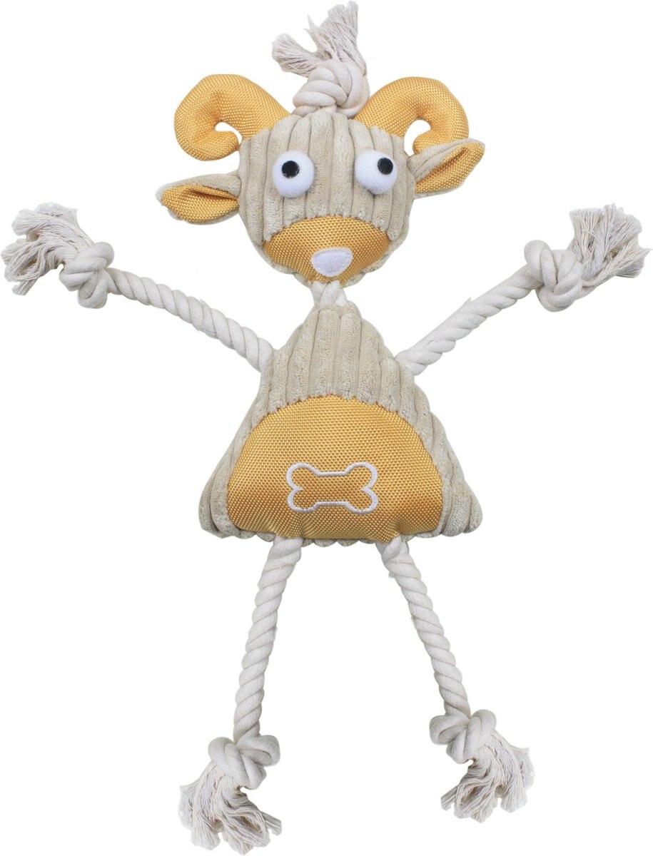 PET LIFE Jute & Rope Plush Doll Mannequin Dog Toy, Yellow - Chewy.com