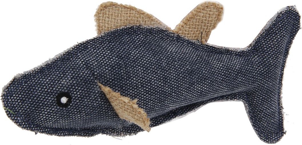 PET LIFE Durable Fish Plush Cat Toy with Catnip, Black, Large - Chewy.com