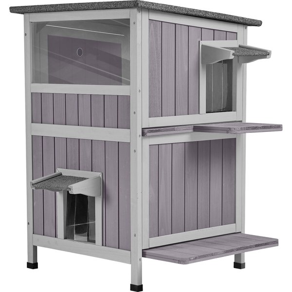 AIVITUVIN AIR14-1 Two Tier Wooden Cat House with Waterproof Roof & Door ...