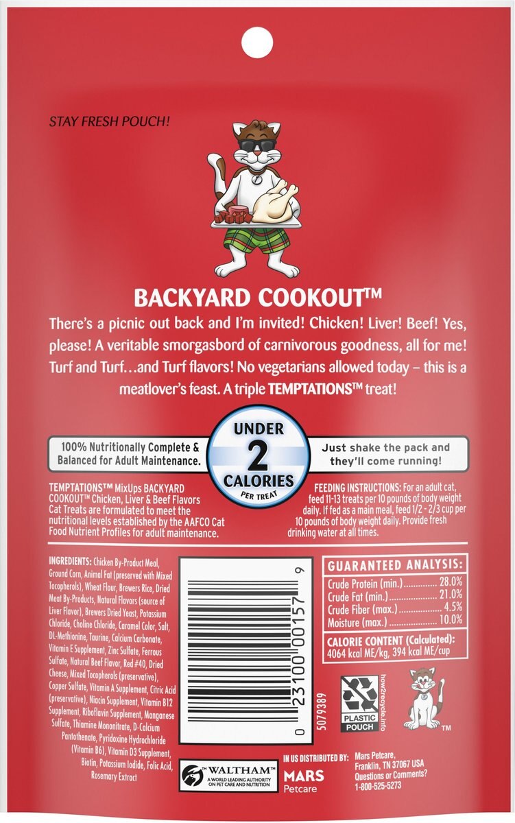 TEMPTATIONS MixUps Backyard Cookout Flavor Soft & Crunchy Cat Treats, 3 ...