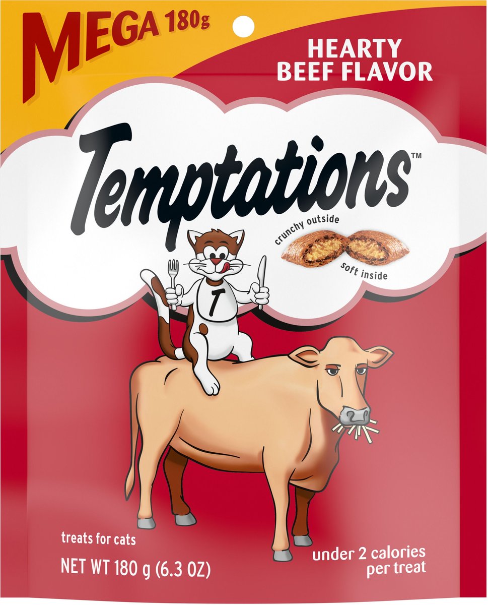 TEMPTATIONS Classic Hearty Beef Flavor Soft & Crunchy Cat Treats, 6.3 ...