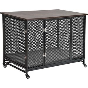 AIVITUVIN Side End Table Furniture Style Dog Crate with Tray, Cushion ...