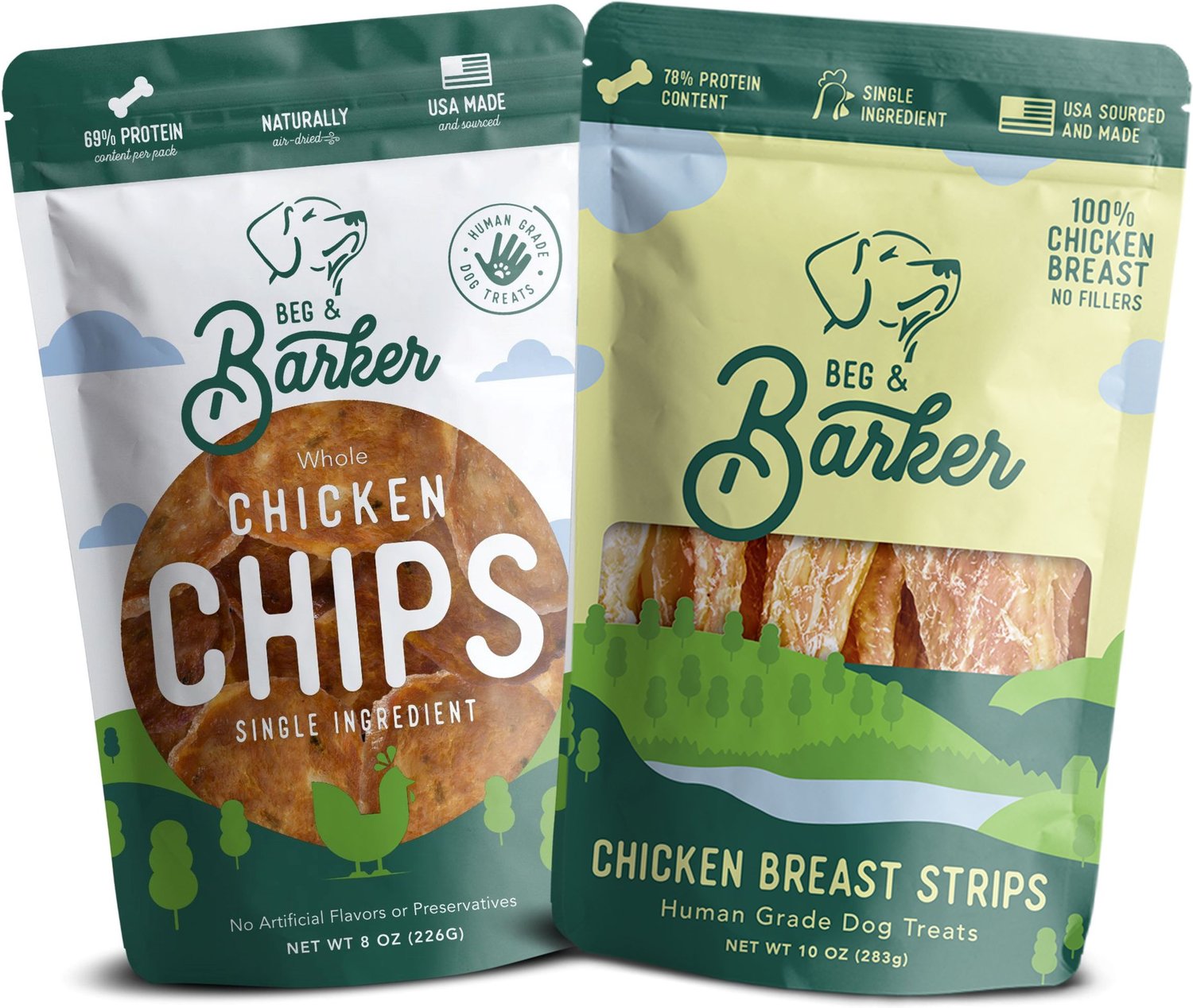 BEG & BARKER Whole Chicken Jerky Strip & Chips Natural Single ...