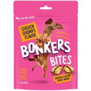 BONKERS Dog Bites Chicken Chomps Flavored Crunchy Dog Treats, 5.3-oz ...
