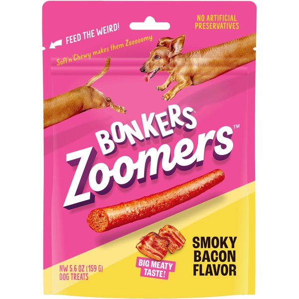 BONKERS Dog Zoomers Smoky Bacon Flavored Soft & Chewy Dog Treats, 5.6 ...
