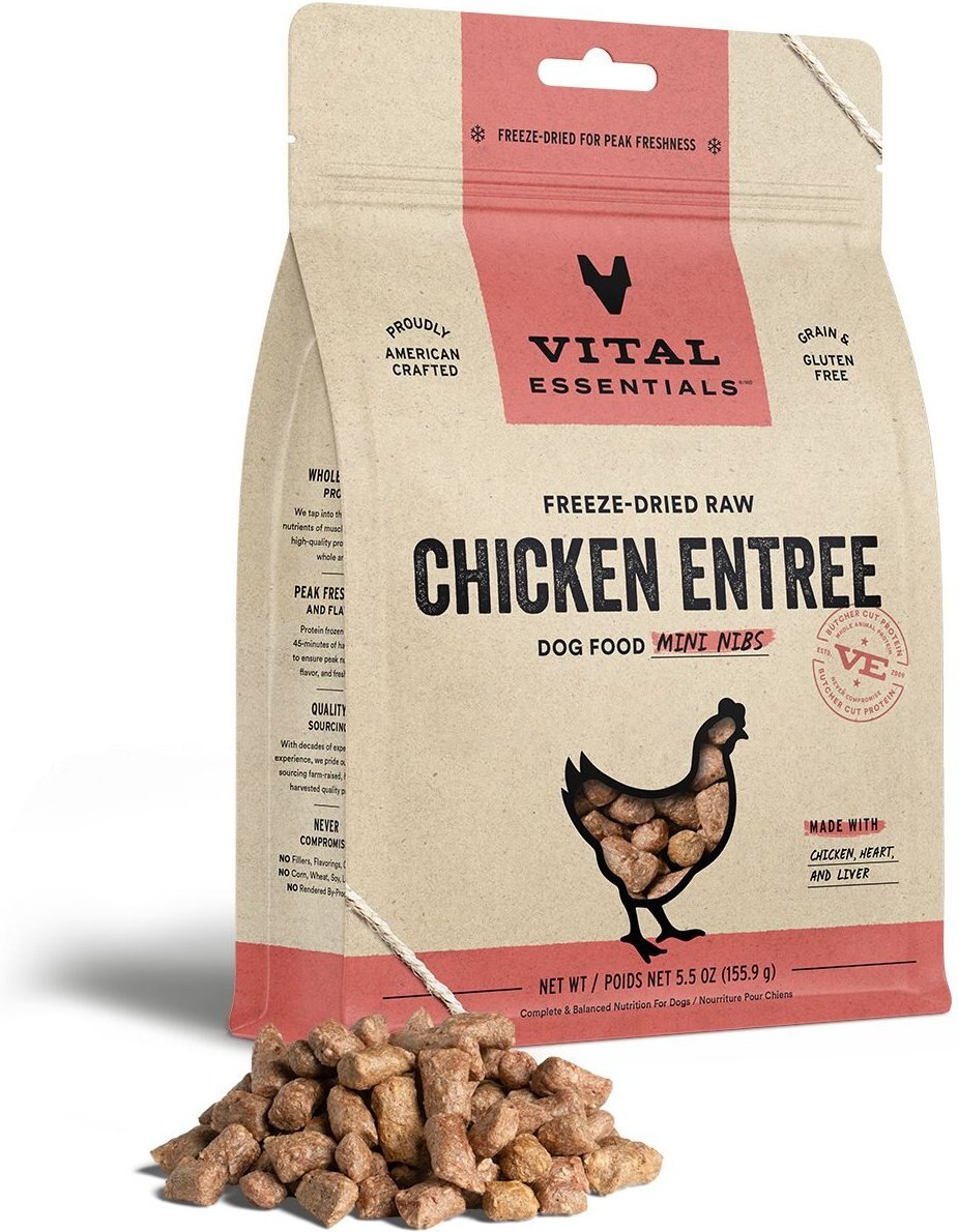 VITAL ESSENTIALS Freeze-Dried Raw Chicken Entree Mini Nibs Dog Food, 5. ...