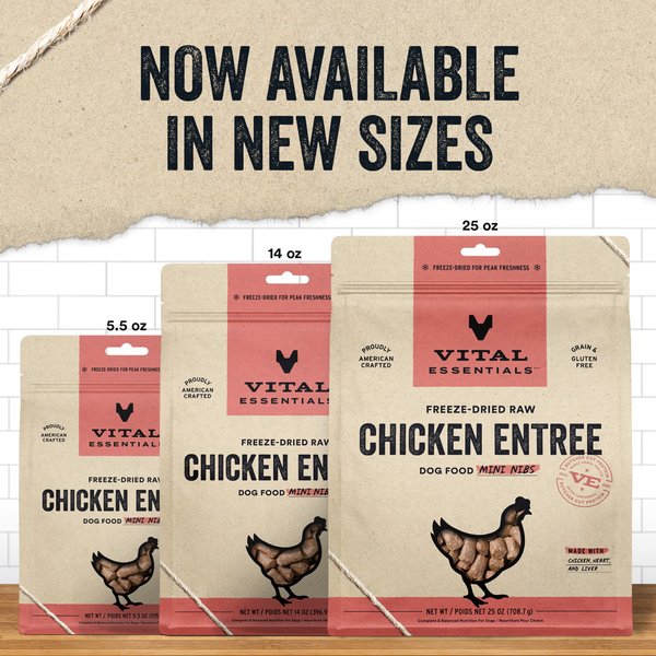 VITAL ESSENTIALS Freeze-Dried Raw Chicken Entree Mini Nibs Dog Food, 25 ...