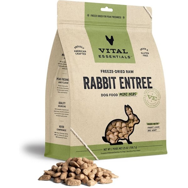 VITAL ESSENTIALS Freeze-Dried Raw Rabbit Entree Mini Nibs Dog Food, 25 ...