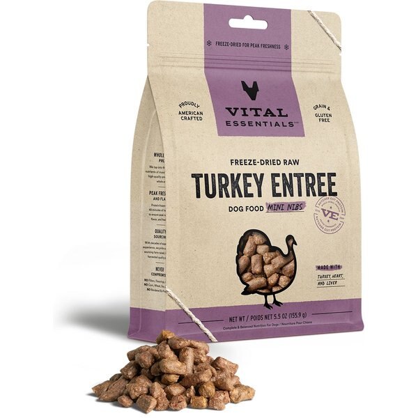 VITAL ESSENTIALS Freeze-Dried Raw Turkey Entree Mini Nibs Dog Food, 5.5 ...
