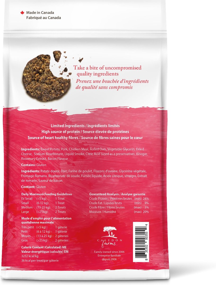CALEDON FARMS Protein Cookie Bacon & Cheese Dog Treats, 9.5-oz bag ...