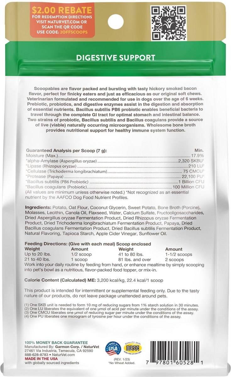 NATURVET Scoopables Advanced Probiotics & Enzymes Dog Digestive ...