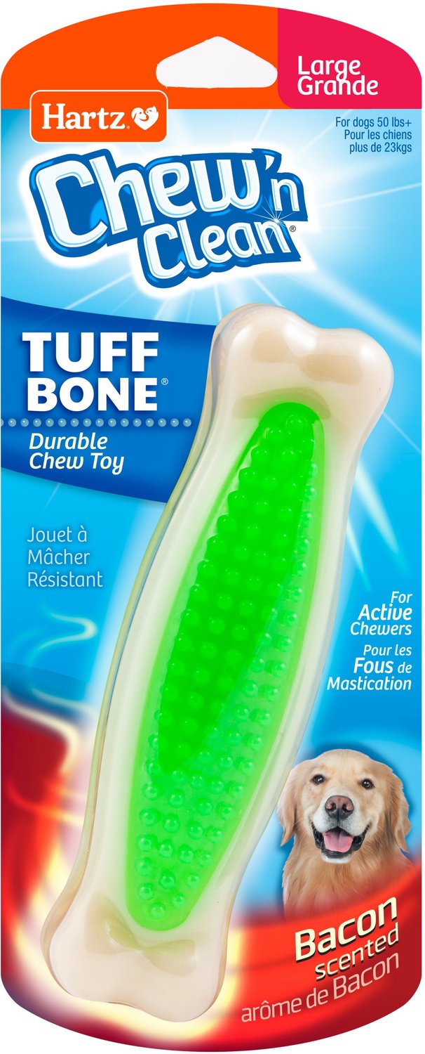 HARTZ Chew 'n Clean Tuff Bone Tough Dog Chew Toy Toy, Color Varies ...