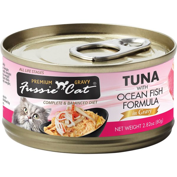 FUSSIE CAT Tuna with Salmon in Goats Milk Wet Cat Food, 2.47-oz can ...