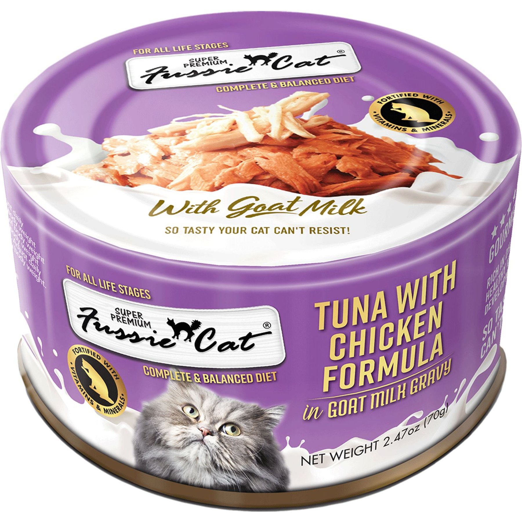 FUSSIE CAT Tuna with Chicken in Goats Milk Wet Cat Food, 2.47-oz can ...