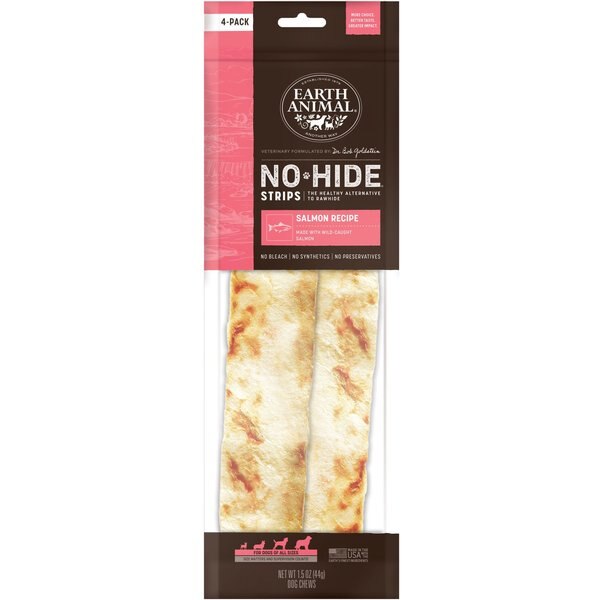 EARTH ANIMAL No-Hide Strips Thin Natural Rawhide Alternative Salmon ...