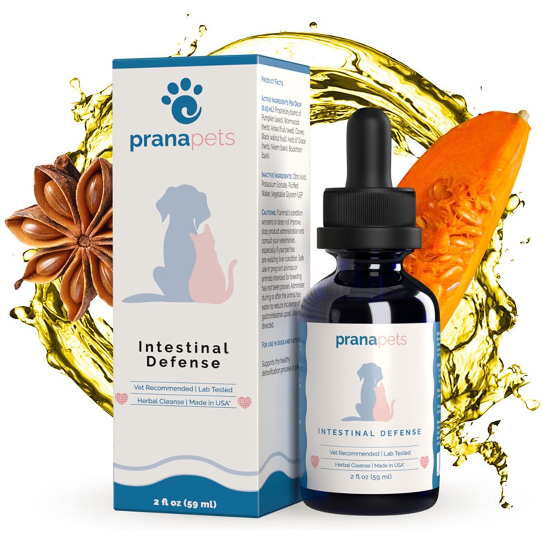 PRANA PETS Intestinal Defense Herbal Dewormer Liquid Supplement for ...