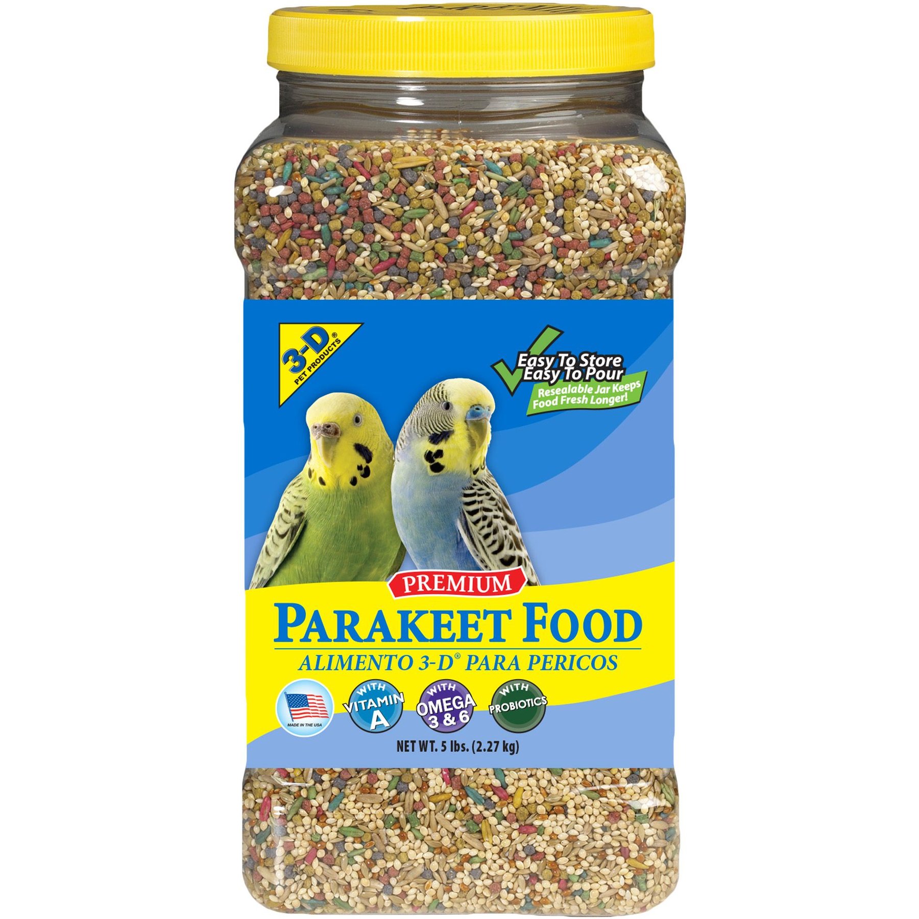 3-D Parakeet Food, 5-lb jar - Chewy.com