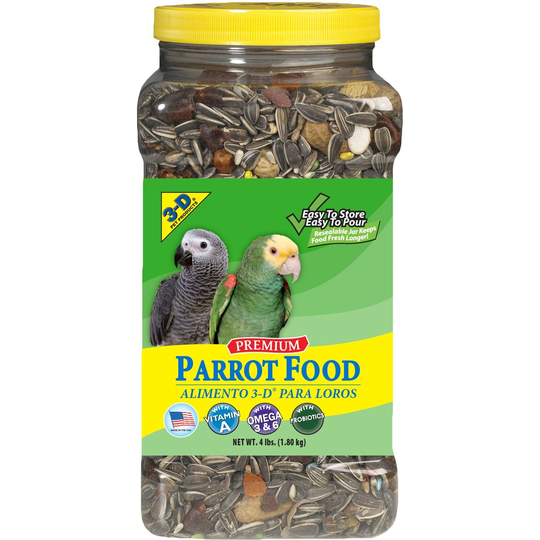 3-D Parrot Food, 4-lb jar - Chewy.com