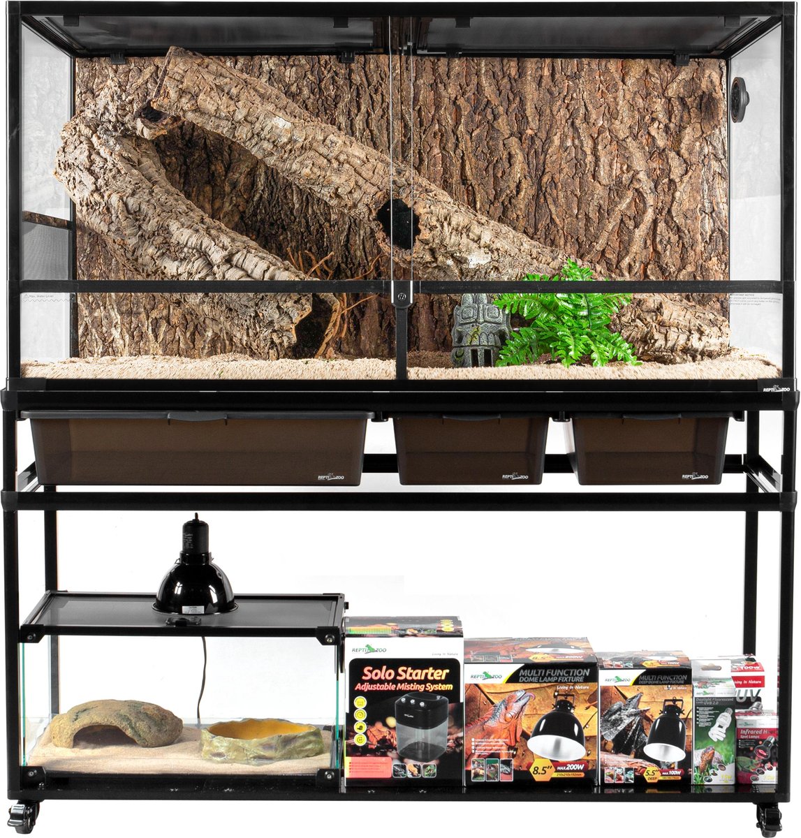 REPTI ZOO Tank Stand Terrarium with Breeding Boxs Reptile Cabinet ...
