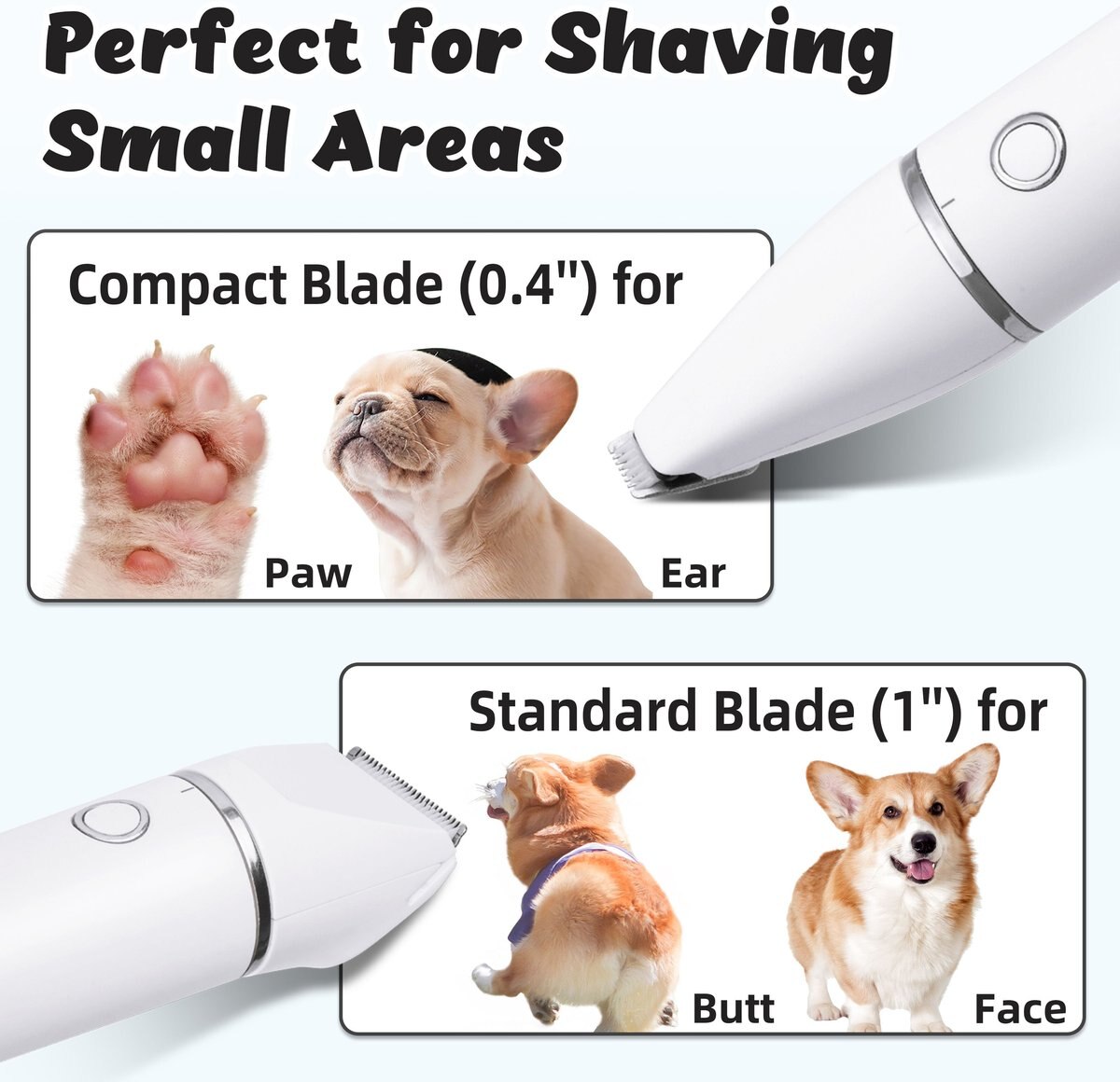 CASFUY Small Low Noise 2 in 1 Trimming Paw Face Narrow Dog hair ...